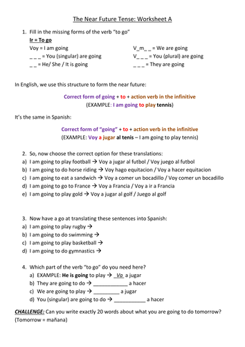 El futuro / The near future tense in Sports | Teaching Resources