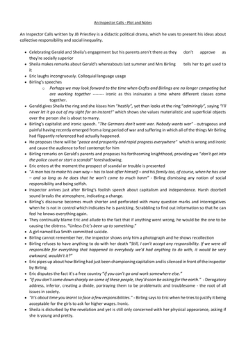 An Inspector Calls – Plot and Notes | Teaching Resources