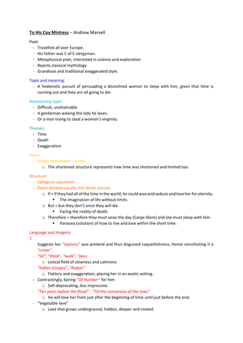 To His Coy Mistress by Andrew Marvell - summary and analysis | Teaching ...