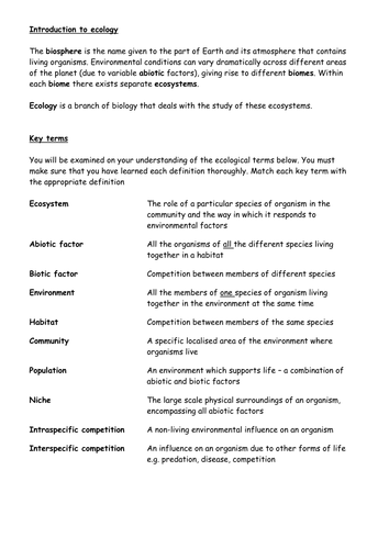 Ecology | Teaching Resources