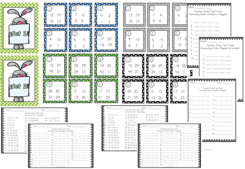 Number Order Task Cards Differentiated 0 - 50 | Teaching Resources