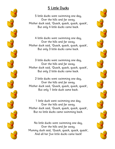 5 Little Ducks Resource Pack by - UK Teaching Resources - TES