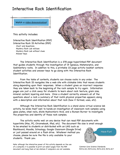 INTERACTIVE ROCK IDENTIFICATION | Teaching Resources