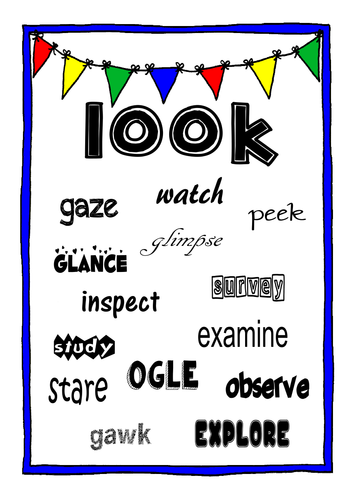 SYNONYMS POSTERS - ENGLISH CREATIVE WRITING VOCABULARY DISPLAY ...