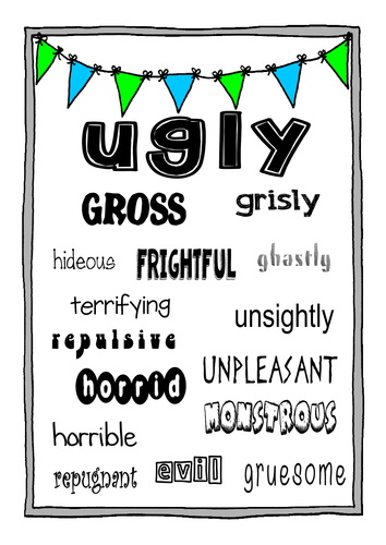 SYNONYMS POSTERS - ENGLISH CREATIVE WRITING VOCABULARY DISPLAY ...