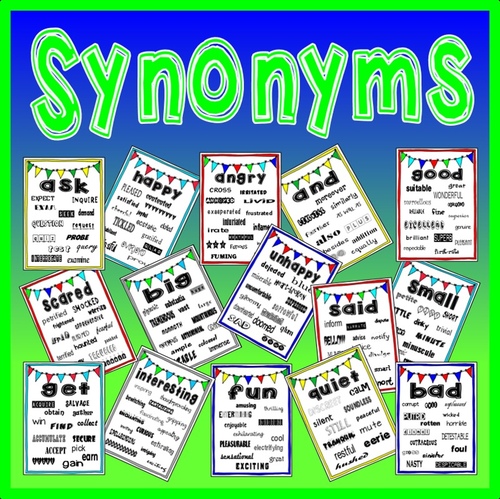 SYNONYMS POSTERS - ENGLISH CREATIVE WRITING VOCABULARY DISPLAY ...