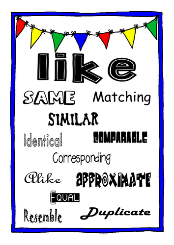 SYNONYMS POSTERS - ENGLISH CREATIVE WRITING VOCABULARY DISPLAY ...