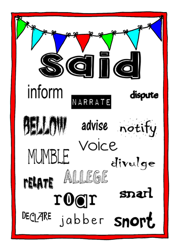 SYNONYMS POSTERS - ENGLISH CREATIVE WRITING VOCABULARY DISPLAY ...