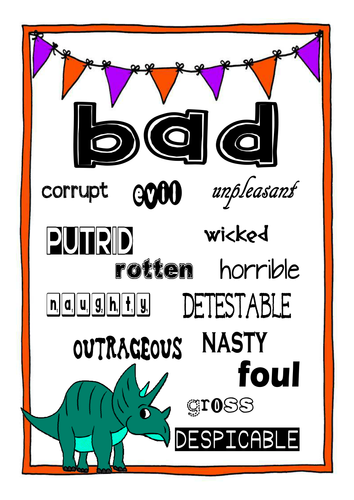SYNONYMS VOCABULARY POSTERS -DISPLAY EYFS KS1-2 LITERACY ENGLISH ...