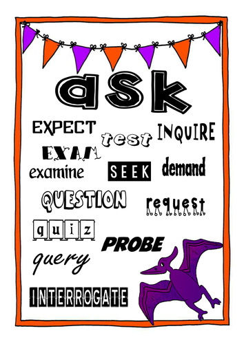 SYNONYMS VOCABULARY POSTERS -DISPLAY EYFS KS1-2 LITERACY ENGLISH ...