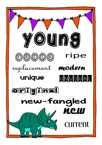 SYNONYMS VOCABULARY POSTERS -DISPLAY EYFS KS1-2 LITERACY ENGLISH ...