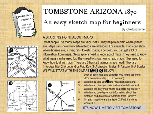 TOMBSTONE 1870 - A BASIC MAP | Teaching Resources