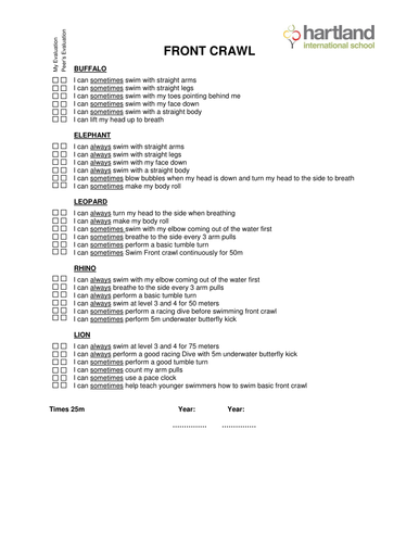PE and swimming Assessment for learning booklet | Teaching Resources