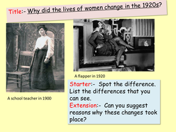 Why did the lives of women change in the 1920s (USA)? | Teaching Resources