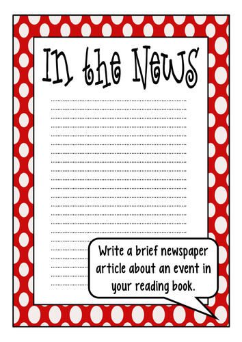 NEWS, NEWSPAPER WRITING AND ROLE PLAY RESOURCES - ENGLISH LITERACY ...