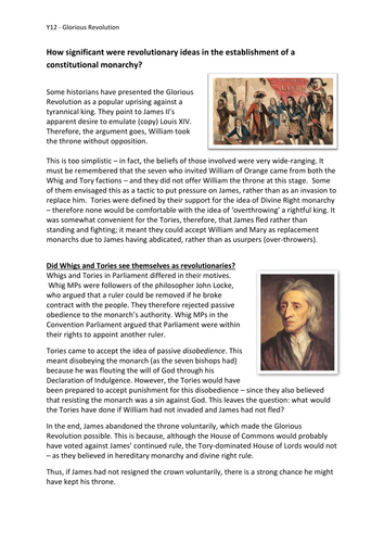Revolutionary Ideals in the Glorious Revolution - A-level lesson ...