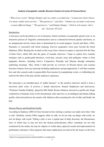 Spoken Language Co-operative Principle, Grice's Maxims and Lakoff ...