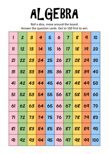 MATHS BOARD GAMES & ACTIVITIES TEACHING RESOURCE KS2-4 ALGEBRA ...
