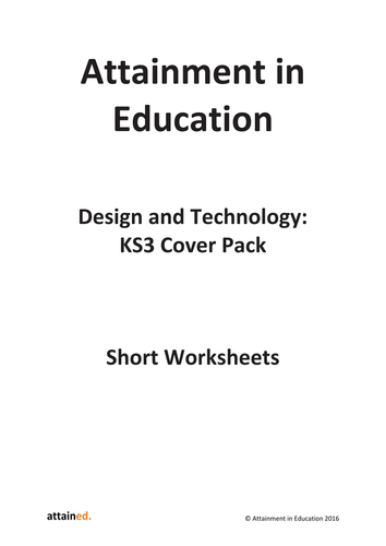 Key Stage 3 Design and Technology Cover Pack | Teaching Resources