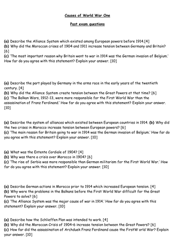 World War One gcse revision | Teaching Resources