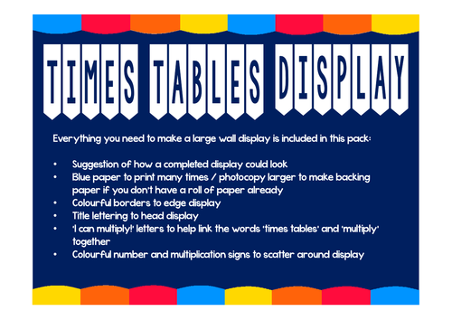 TIMES TABLES A4 POSTERS - KEY STAGE 1 KEY STAGE 2 ALIENS DISPLAY ...