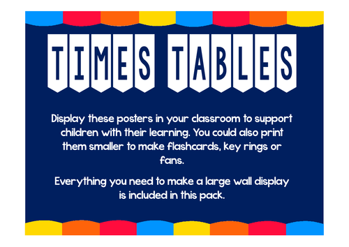 TIMES TABLES A4 POSTERS - KEY STAGE 1 KEY STAGE 2 ALIENS DISPLAY ...