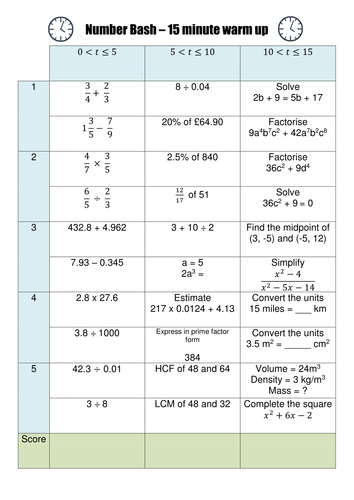 GCSE Maths Revision Starter - Number Bash | Teaching Resources