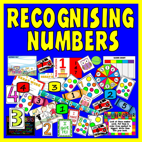 RECOGNISING NUMBERS 1-10 RESOURCES - NUMERACY MATHS EARLY YEARS KS1 ...