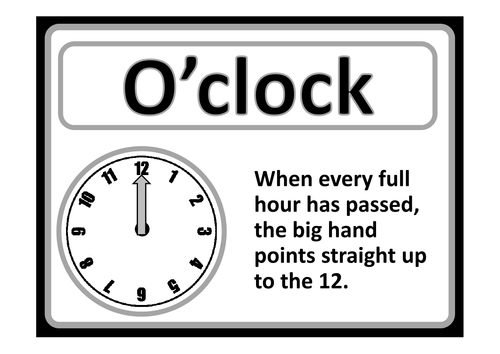 TELLING THE TIME DISPLAY POSTERS - MATHS KS1-2 CLOCKS HOURS MINUTES ...