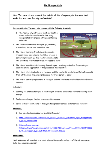 Nitrogen Cycle - independent learning task | Teaching Resources