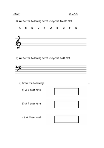 Basic Music Theory Assessment/Worksheet | Teaching Resources