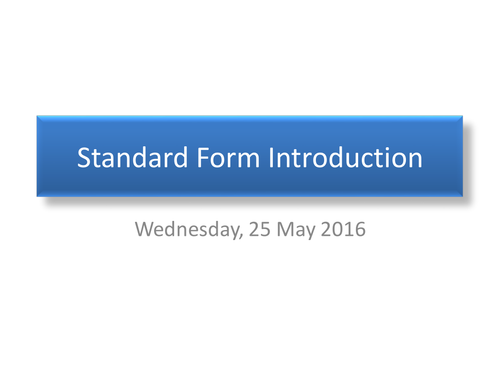 Introduction to Standard Form | Teaching Resources