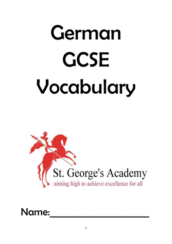 AQA German GCSE Vocabulary 2016 | Teaching Resources