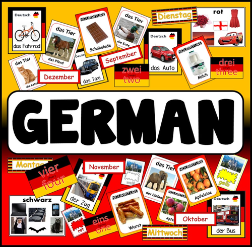 GERMAN RESOURCES display posters flashcards colours food animals days ...