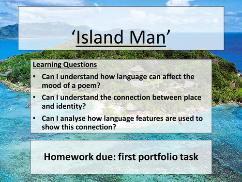 KS3 poetry - 'Island Man' by Grace Nichols | Teaching Resources