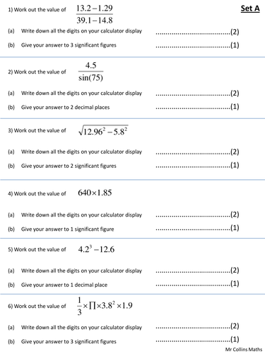 Calculator Skills Questions for GCSE Calculator Paper Revision ...