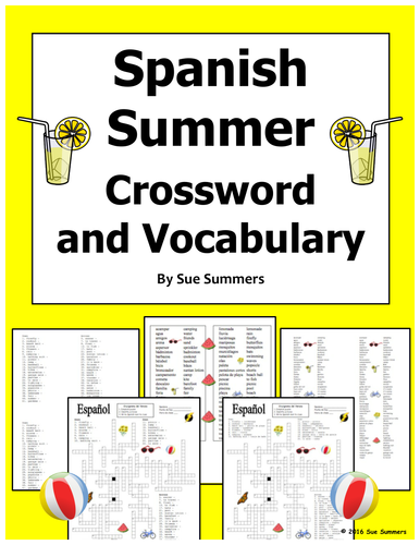 Spanish Summer Crossword Puzzle Worksheet and Vocabulary | Teaching ...