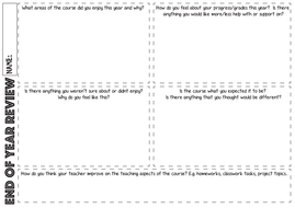 End of year review sheet | Teaching Resources
