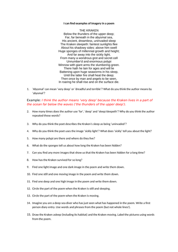 The Kraken, poetry unit | Teaching Resources