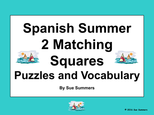 Spanish Summer 2 Matching Squares Puzzles 4 x 4 | Teaching Resources