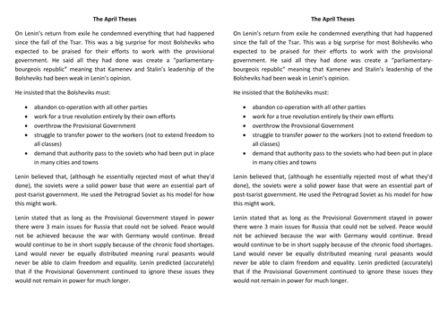 Russian Revolution - Lenin's Return and the April Thesis | Teaching ...