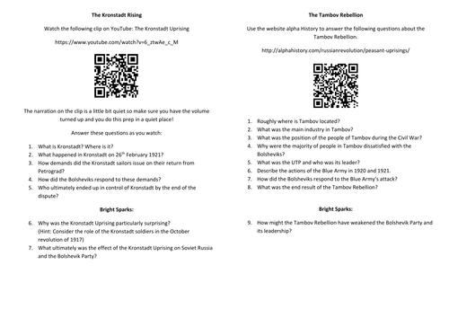 Russian Revolution Year 12 Lesson Bundle | Teaching Resources