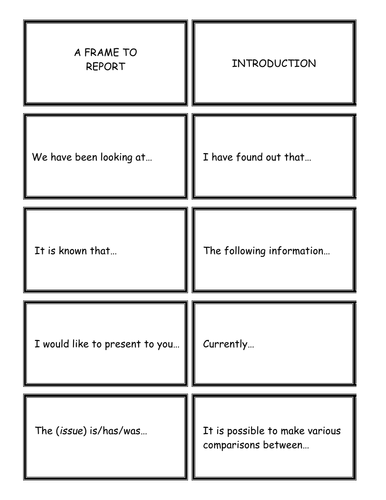 Literacy Cards / Writing Frame to 'report' | Teaching Resources