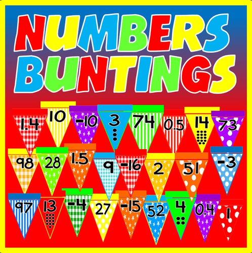NUMBERS BUNTINGS - DISPLAY 10-100 DECIMALS NEGATIVE NUMBERS EARLY YEARS ...