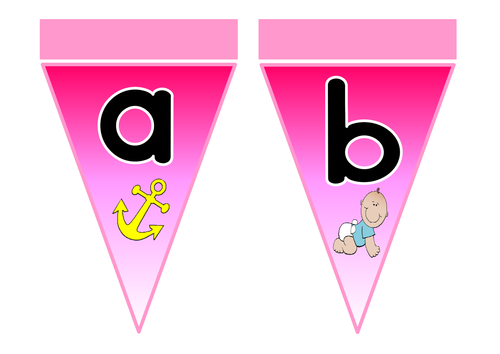PINK PHONICS BUNTINGS TEACHING RESOURCES DISPLAY LITERACY ENGLISH EYFS ...