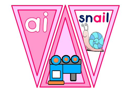 PINK PHONICS BUNTINGS TEACHING RESOURCES DISPLAY LITERACY ENGLISH EYFS ...