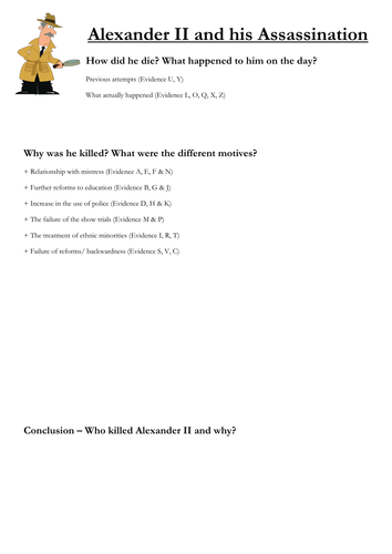 Alexander II's Assassination - Murder Mystery Activity (Tsarist Russia ...