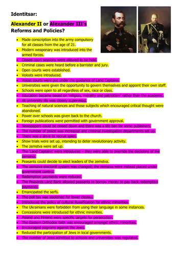 Alexander III (Tsarist Russia 1855-1917) | Teaching Resources