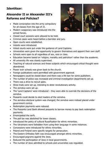 Alexander III (Tsarist Russia 1855-1917) | Teaching Resources