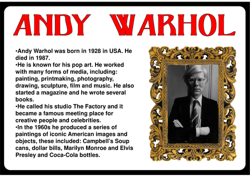 FAMOUS ARTISTS INFORMATION, PAINTINGS POSTERS- ART KEY STAGE 1-4 ...
